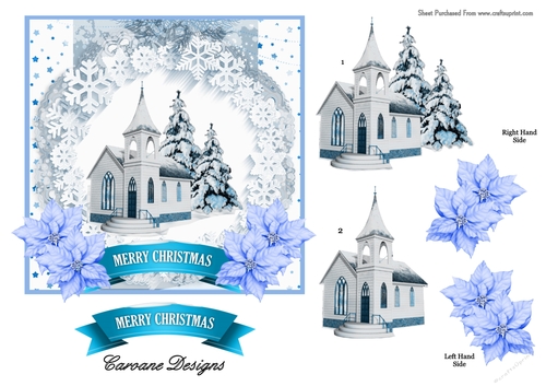 A Winter Church - 6 x 6 inch card front with decoupage - CUP927609 ...