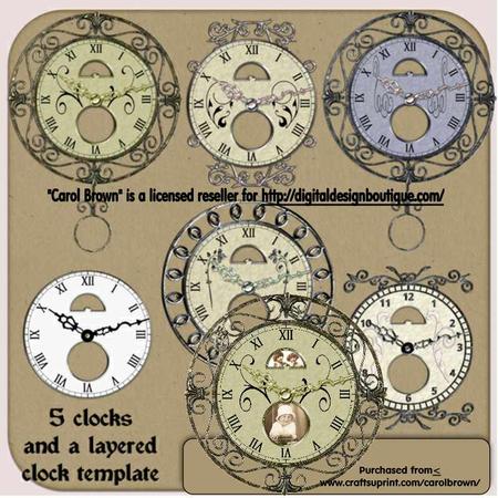 5 Clocks and a Layered Clock Template - CUP626337_118 | Craftsuprint
