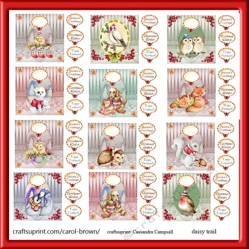 Bumper pack of 12 Christmas card fronts+tags - CUP799948_118 | Craftsuprint