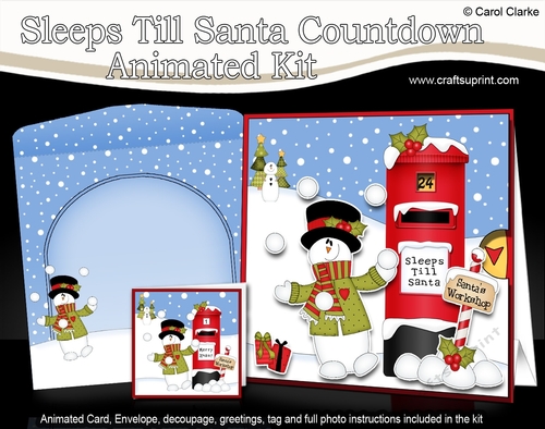 3D Animated Sleeps Till Santa Christmas Postbox Countdown Card Kit ...