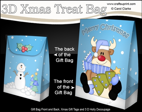 3D Christmas Gift Bag Mini Kit - Rudolph has an Xmas Tree - CUP1001205 ...