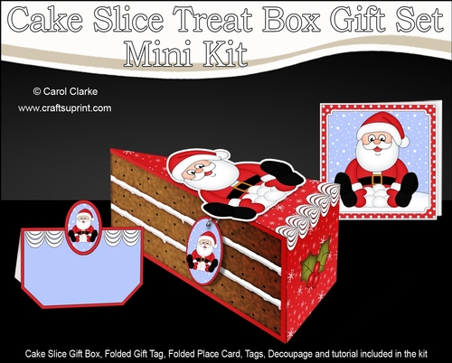 3D Christmas Cake Slice Treat Box Gift Set Mini Kit - Santa is ...