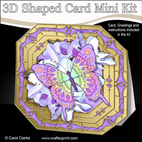 3D Shaped Octagonal Floral Card Kit - Butterfly & Flowers - CUP1009068 ...
