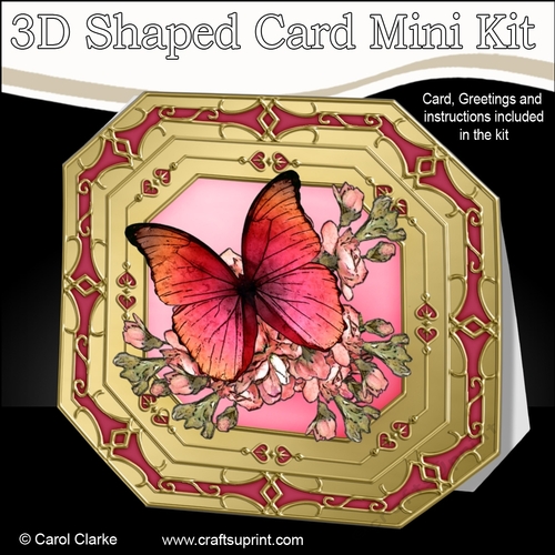 3D Shaped Octagonal Floral Card Kit - Butterfly & Flowers - CUP1009069 ...