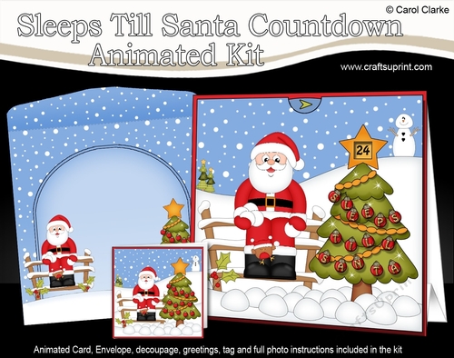 3D Animated Sleeps Till Santa Christmas Tree Countdown Card Kit - Santa ...