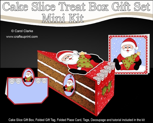 3D Christmas Cake Slice Treat Box Gift Set Mini Kit - Santa has an Xmas ...
