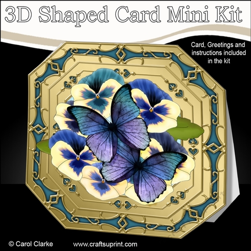 3D Shaped Octagonal Floral Card Kit - Butterfly & Pansies - CUP1012826 ...
