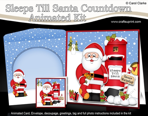3D Animated Sleeps Till Santa Christmas Postbox Countdown Card Kit ...