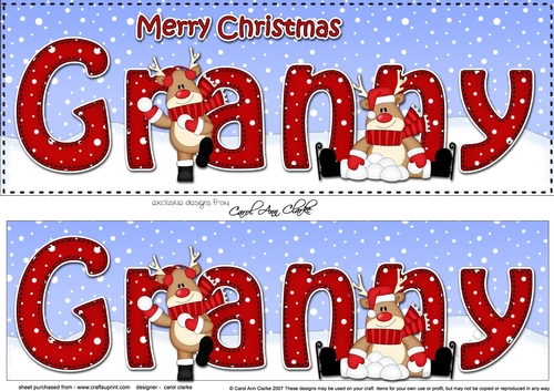 Large DL Merry Christmas GRANNY 3D decoupage with Rudolph - CUP1013222 ...