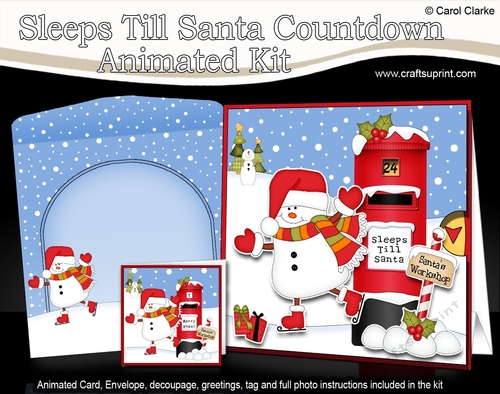 3D Animated Sleeps Till Santa Christmas Postbox Countdown Card Kit ...