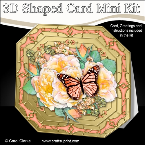 3D Shaped Octagonal Floral Card Kit - Butterfly & Flowers - CUP1018835 ...