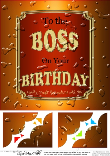 8 x 8 Birthday to the BOSS Beer Label Scalloped corner Topper ...