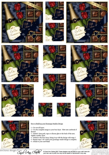 Husband Anniversary Champers, Chocs & Roses Pyramage sheet - CUP1023482 ...