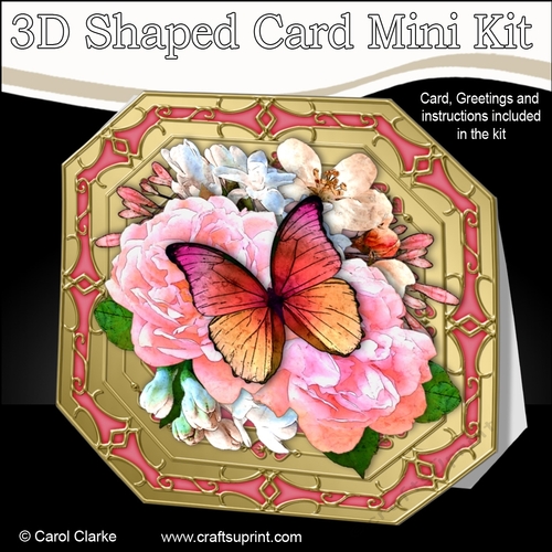 3D Shaped Octagonal Floral Card Kit - Butterfly & Flowers - CUP1026667 ...