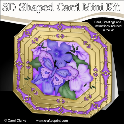 3D Shaped Octagonal Floral Card Kit - Butterfly & Flowers - CUP1026668 ...