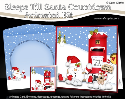 3D Animated Sleeps Till Santa Christmas Postbox Countdown Card Kit ...