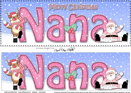 Large DL Merry Christmas NANA with Santa & Rudolph 3D decoupage ...