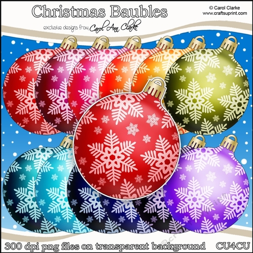 12 Christmas Baubles - CU4CU Digital Clip Art Set - CUP1108696_359 ...
