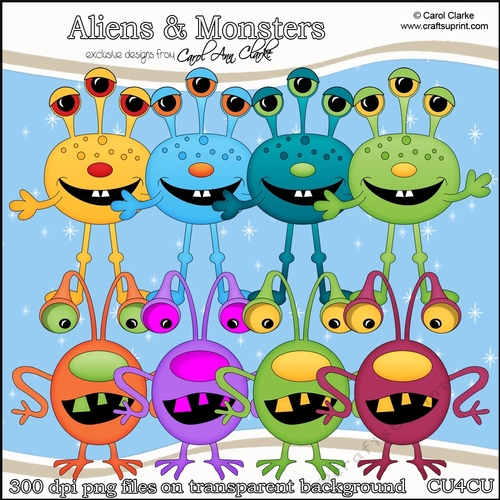 Aliens & Monsters - CU4CU Digital Clip Art Set - CUP1142295_359 ...