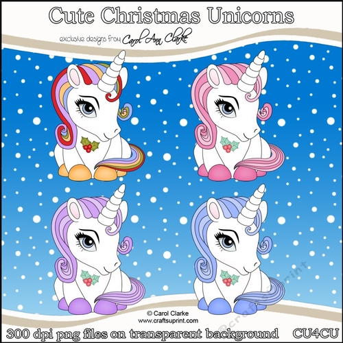 Cute Christmas Unicorns - CU4CU Digital Clip Art Set - CUP1163695_359 ...