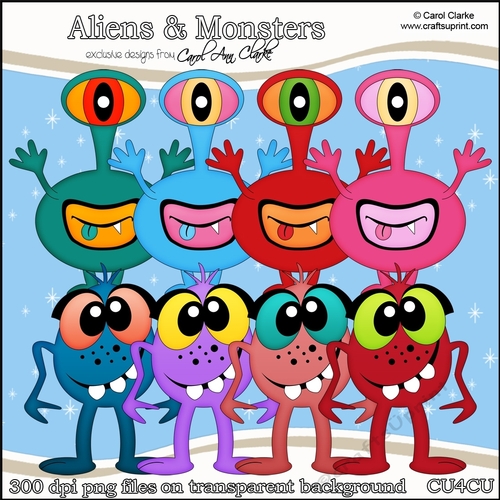 Aliens & Monsters - CU4CU Digital Clip Art Set - CUP1167091_359 ...