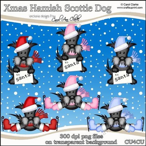 Christmas Hamish Scottie Dog - CU4CU Digital Clip Art Set - CUP1171950 ...