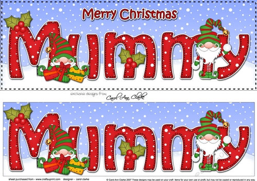 Large DL Merry Christmas MUMMY 3D decoupage with Gnome 3D decoupage ...