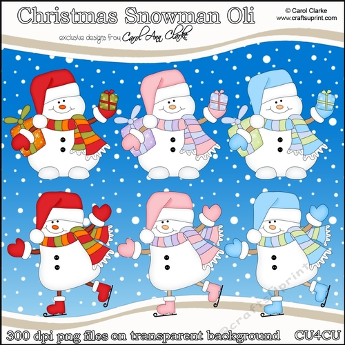 Cute Christmas Snowman Oli - CU4CU Digital Clip Art Set - CUP1183345 ...