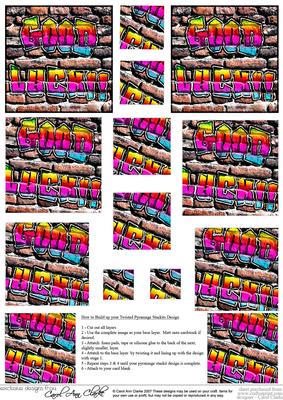 Graffiti Good Luck Twisted Pyramage Sheet - CUP119145_359 | Craftsuprint