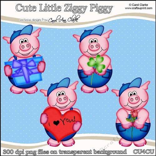 Cute Little Ziggy Piggy - CU4CU Digital Clip Art Set - CUP1197030_359 ...