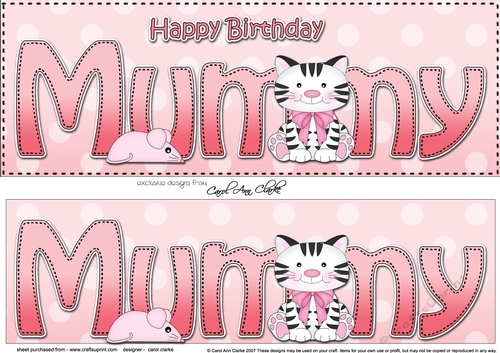 Large DL Happy Birthday MUMMY 3D decoupage with Cute Cat - CUP1198594 ...