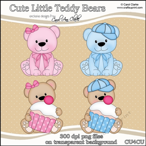 Cute Little Teddy Bears - CU4CU Digital Clip Art Set - CUP1207167_359 ...