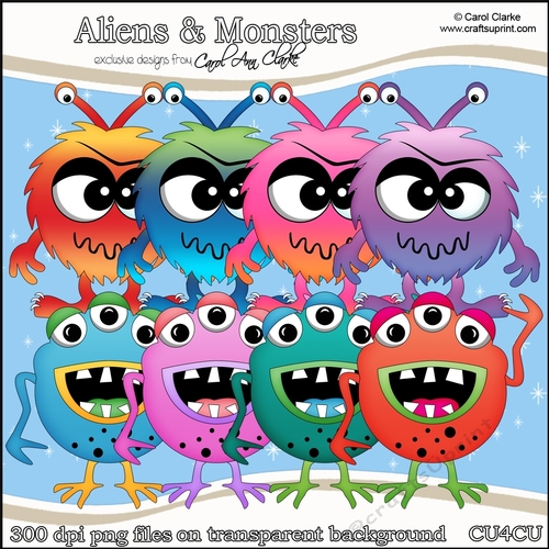 Aliens & Monsters - CU4CU Digital Clip Art Set - CUP1218886_359 ...