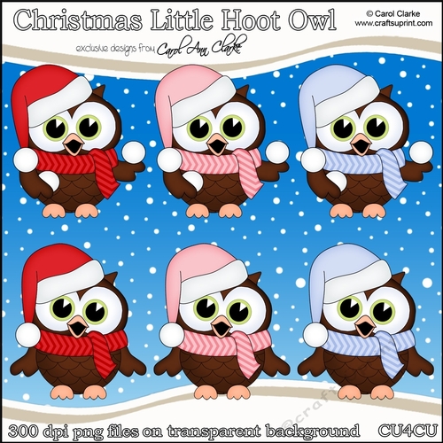 Cute Christmas Little Hoot Owl - CU4CU Digital Clip Art Set ...