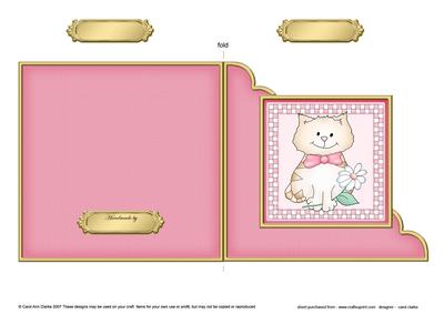 Cute Cat Cut and Fold Corner Card - CUP146570_359 | Craftsuprint