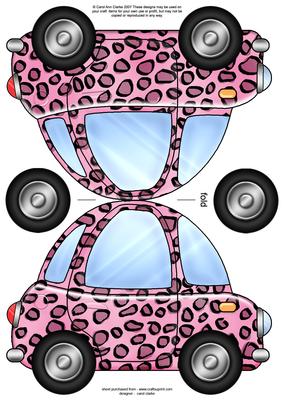 Funky Leopardskin Car Shaped Card - CUP185413_359 | Craftsuprint