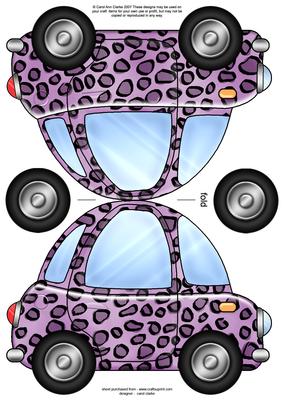 Funky Leopardskin Car Shaped Card - CUP222717_359 | Craftsuprint