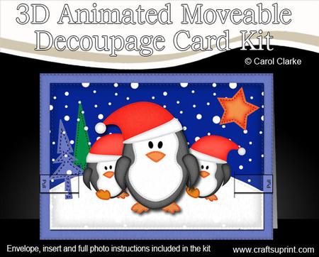 3D Penguins Animated Moveable Decoupage Card Kit - CUP224886_359 ...