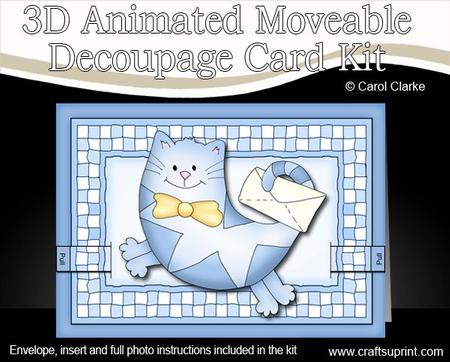 3D Curious Cat Animated Moveable Decoupage Card Kit - CUP225561_359 ...