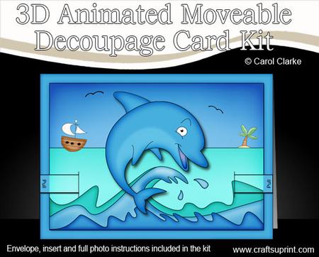 3D Dolphin Animated Moveable Decoupage Card Kit - CUP225562_359 ...