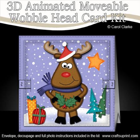 3D Xmas Rudolph Animated Moveable Wobble Head Card Kit - CUP233075_359 ...