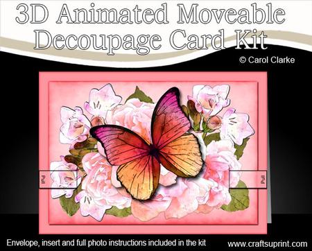 3D Butterfly N Flowers Animated Moveable Decoupage Card Kit - CUP235111 ...