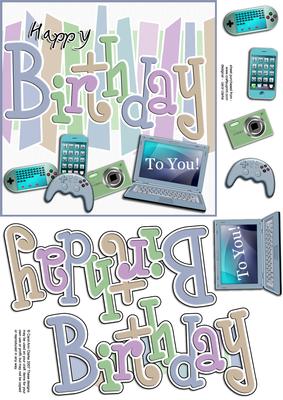 Birthday Gadgets Games N Gizmos Quick Card with 3D Decoupage ...