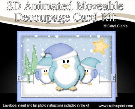 3D Penguins Animated Moveable Decoupage Card Kit - CUP241757_359 ...