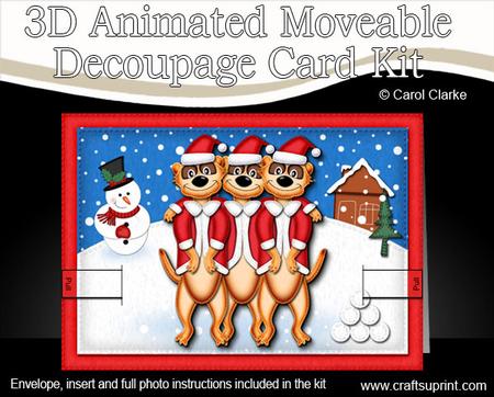 3D Xmas Meerkats Animated Moveable Decoupage Card Kit - CUP243103_359 ...