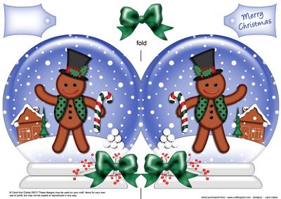 Xmas Gingerbread Man Snow Globe Shaped Card - CUP246366_359 | Craftsuprint