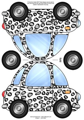 Funky Leopardskin Car Shaped Card - CUP247632_359 | Craftsuprint