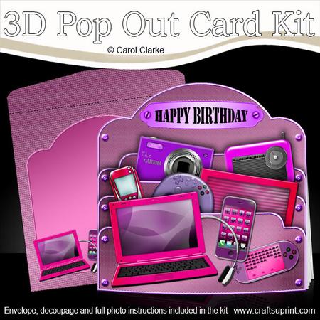 3D Girly Gadgets N Gizmos Pop Out Card Kit - CUP252222_359 | Craftsuprint