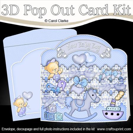 3D Baby Boy Pop Out Card Kit - CUP252230_359 | Craftsuprint
