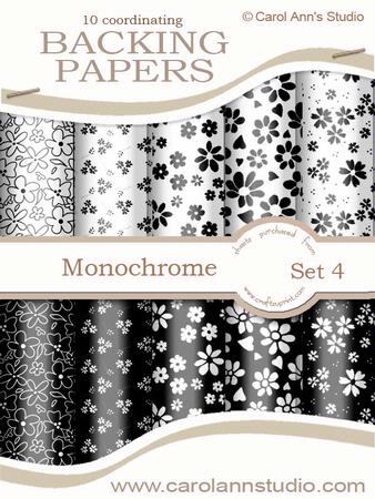 Monochrome Floral Backing Papers - CUP25595_359 | Craftsuprint